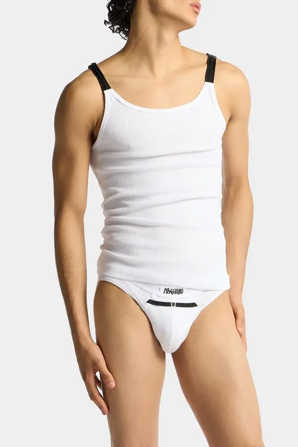 Dsquared2 Magliano X Ribbed Tank Top With Logo Detail - White