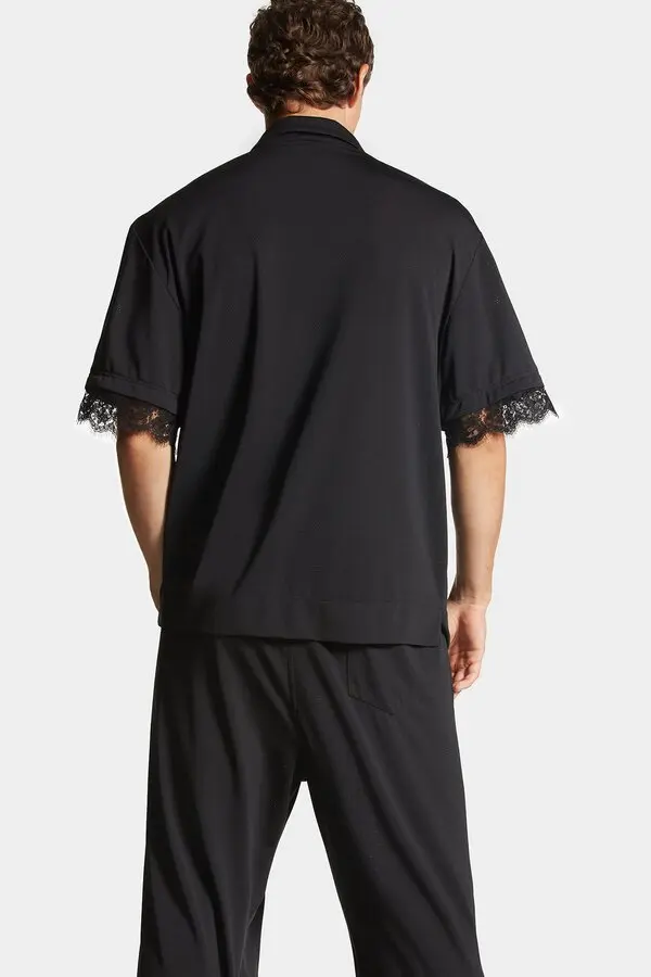 Dsquared2 Short Sleeve Button-up Shirt With Lace Trim