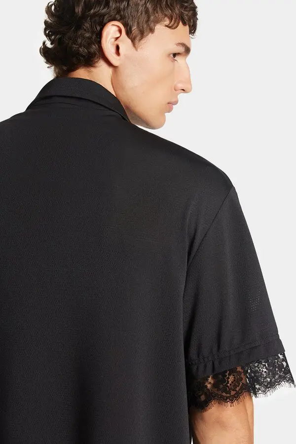 Dsquared2 Short Sleeve Button-up Shirt With Lace Trim