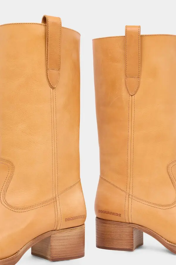 Dsquared2 Vintage Leather Block Heel Boots