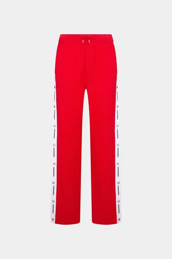 Dsquared2 Cotton Fleece Trousers With Side Button Detail - Red