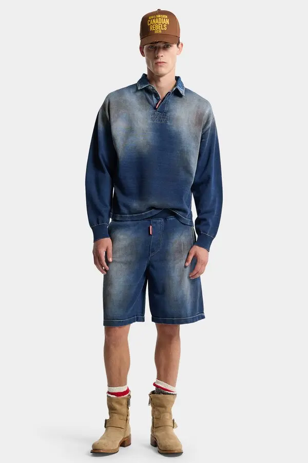 Dsquared2 Indigo-dyed Cotton Jersey Knit Shorts - Blue