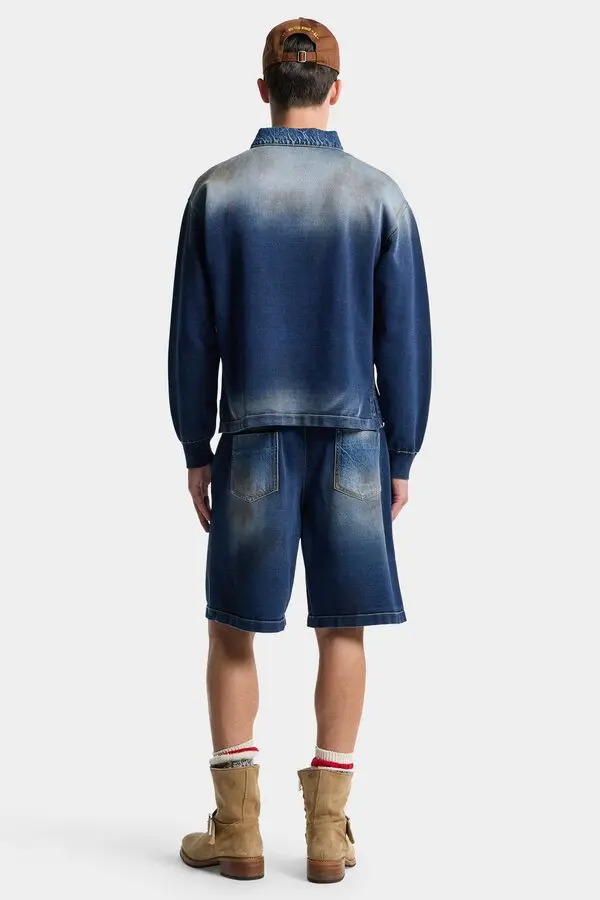 Dsquared2 Indigo-dyed Cotton Jersey Knit Shorts - Blue