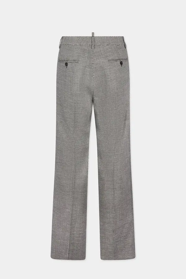 Dsquared2 Pied De Poule Relaxed Fit Wool-linen Trousers
