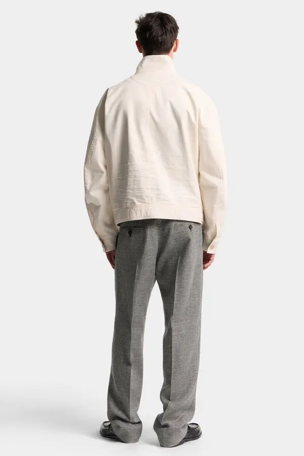 Dsquared2 Pied De Poule Relaxed Fit Wool-linen Trousers