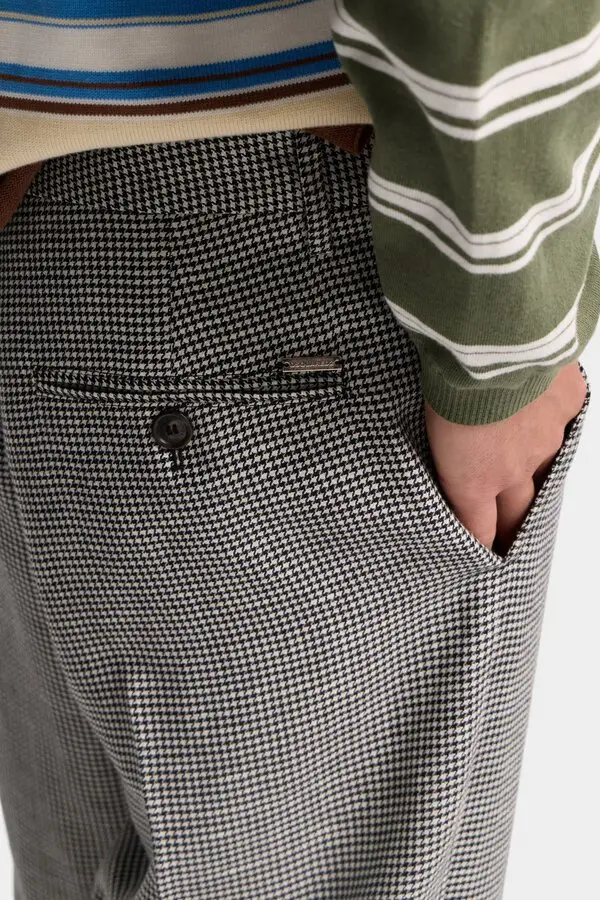 Dsquared2 Pied De Poule Relaxed Fit Wool-linen Trousers