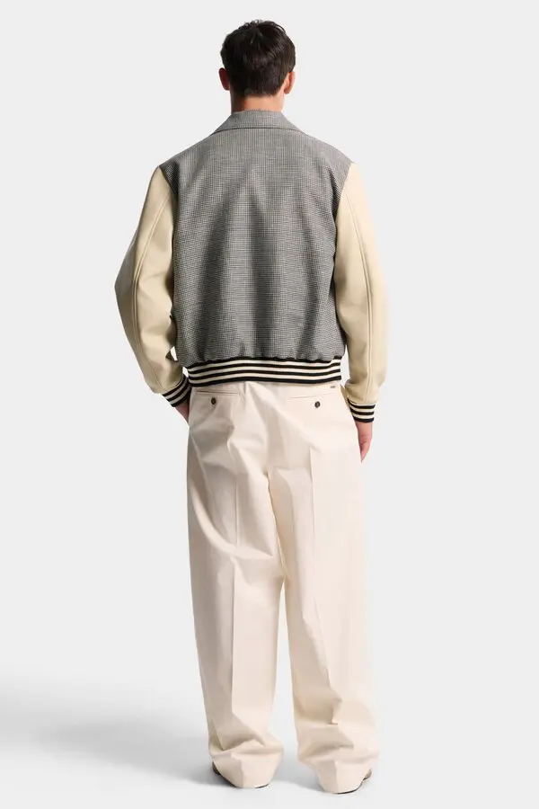 Dsquared2 Easy Zoot Cotton Twill Pleated Wide Leg Trousers - White