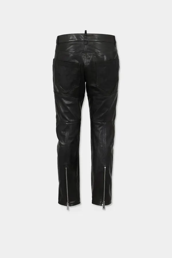 Dsquared2 Genuine Calfskin Leather Biker Pants