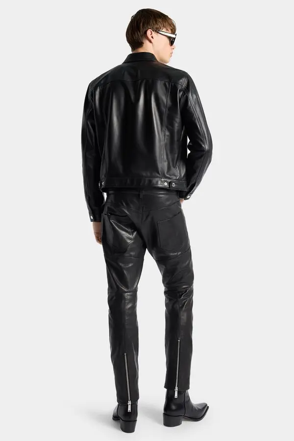 Dsquared2 Genuine Calfskin Leather Biker Pants