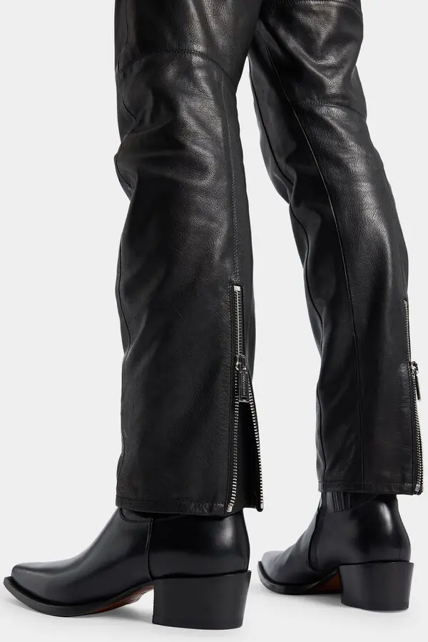 Dsquared2 Genuine Calfskin Leather Biker Pants