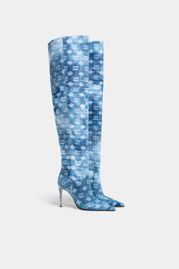 Dsquared2 Over The Knee Monogram Heeled Boots