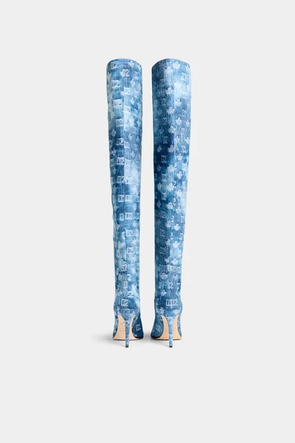Dsquared2 Over The Knee Monogram Heeled Boots