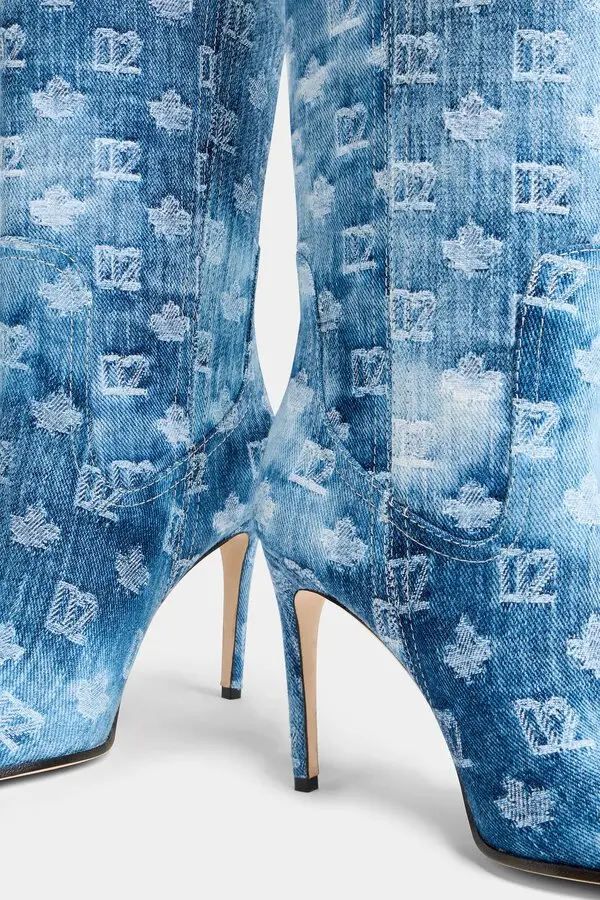 Dsquared2 Over The Knee Monogram Heeled Boots