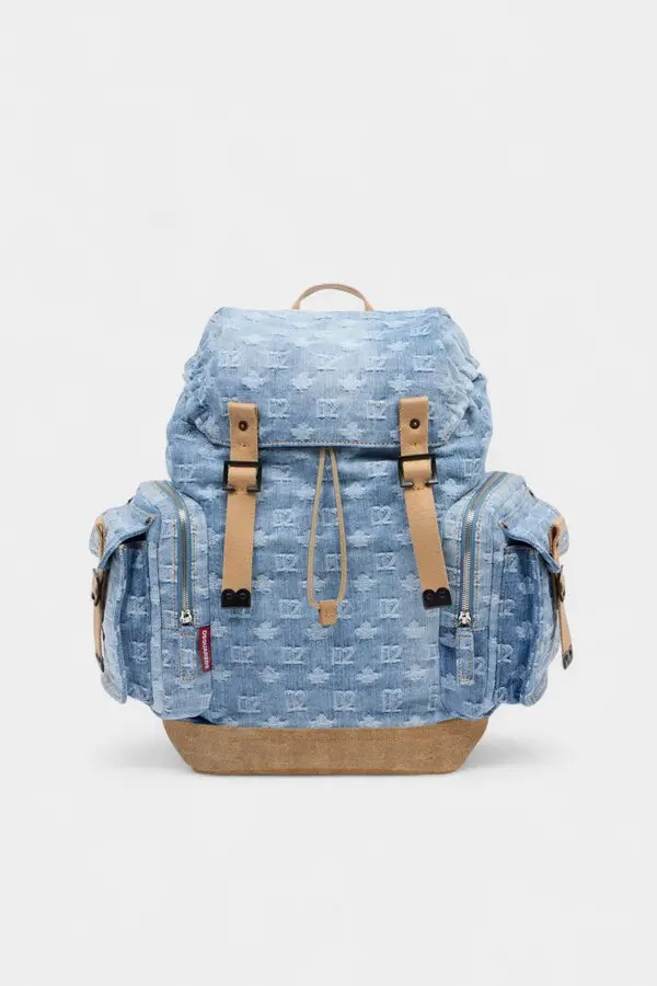 Dsquared2 Monogram Denim Backpack - Light Blue