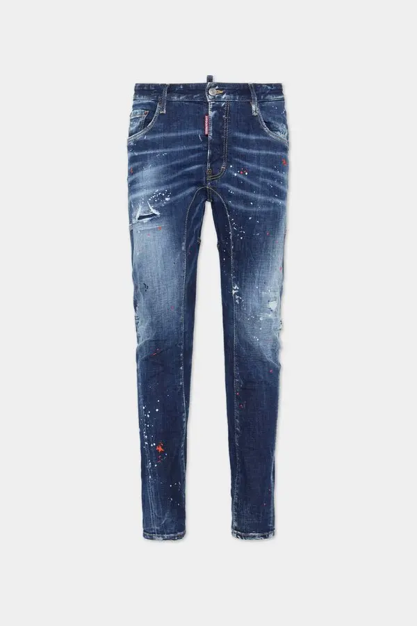 Dsquared2 Medium Red Spots Wash Tidy Biker Jeans - Blue