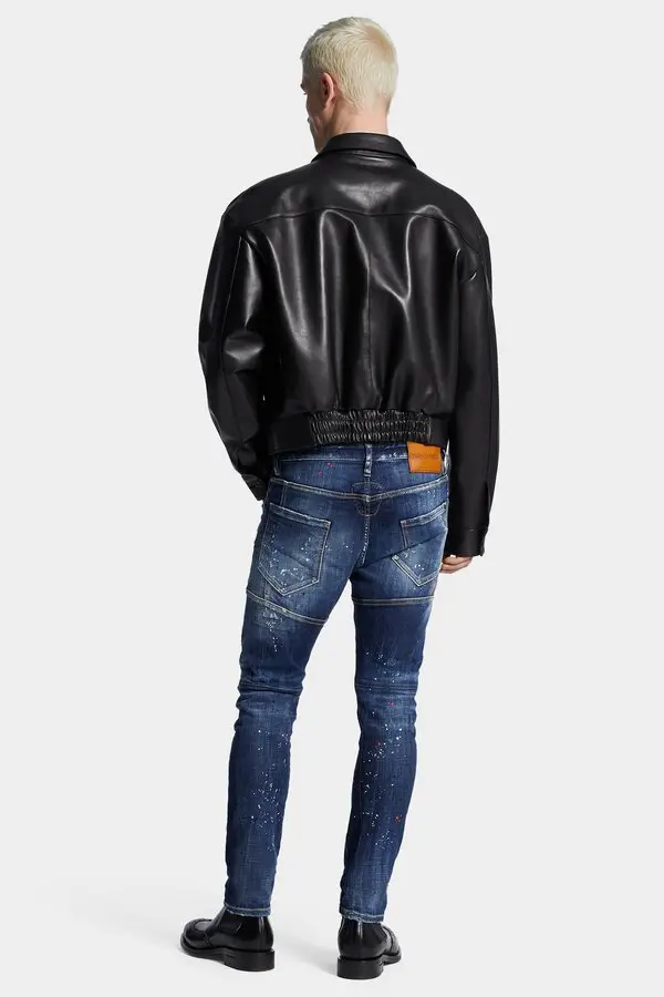 Dsquared2 Medium Red Spots Wash Tidy Biker Jeans - Blue