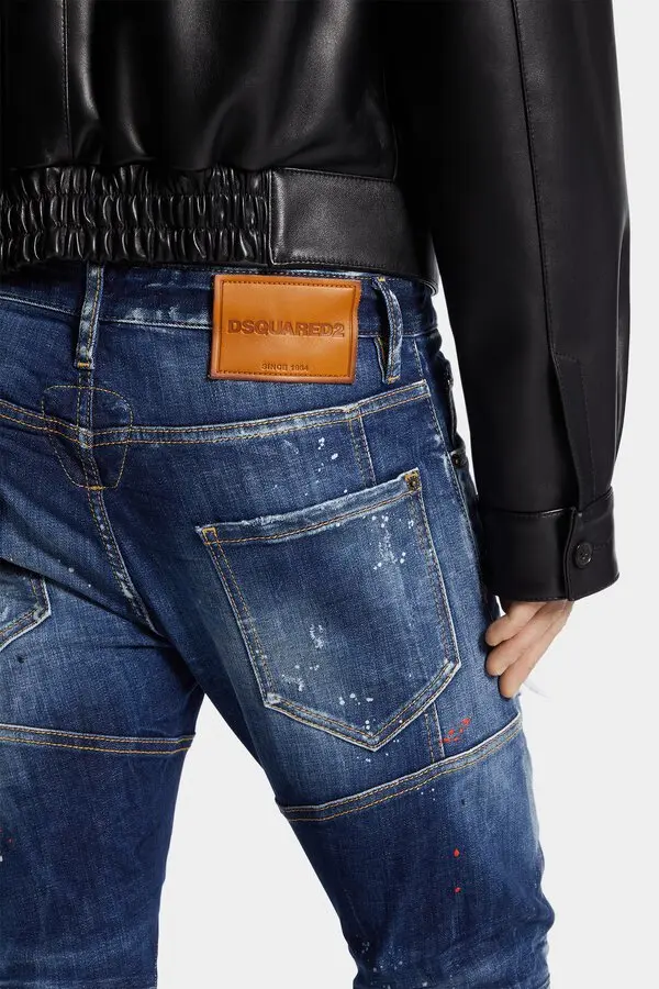 Dsquared2 Medium Red Spots Wash Tidy Biker Jeans - Blue