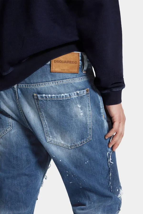 Dsquared2 Medium Wash Patchwork Distressed Jeans