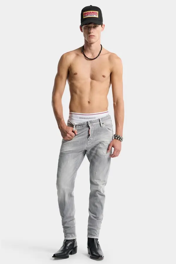 Dsquared2 Brushed Wash Slim Twist Jeans - Grey