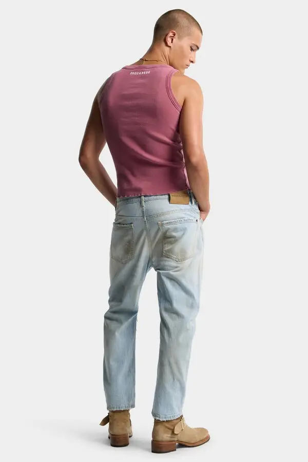 Dsquared2 Light L.a. Wash Distressed Denim Jeans