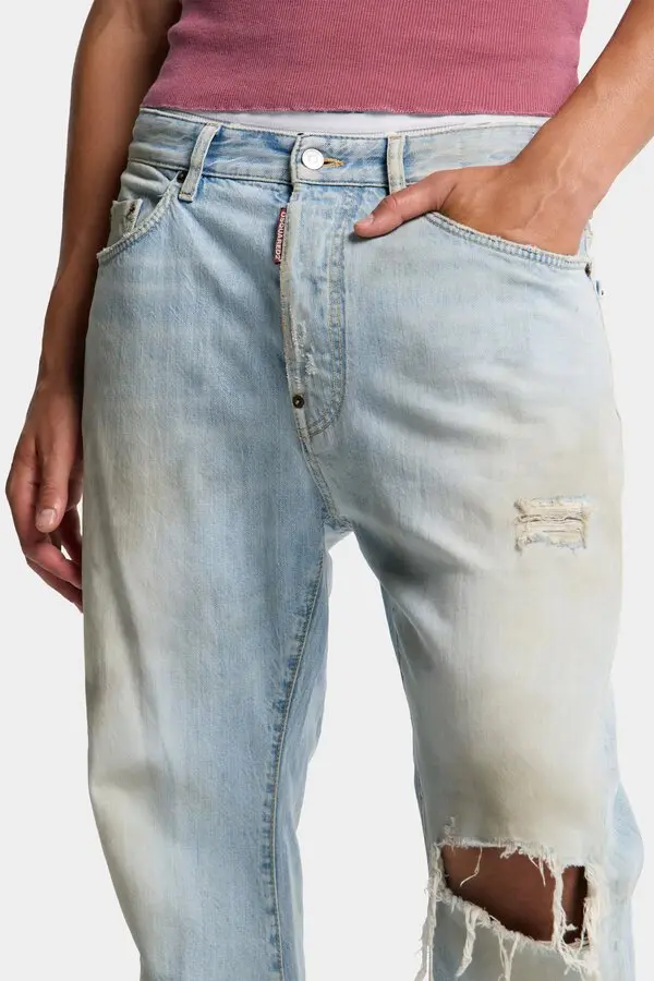 Dsquared2 Light L.a. Wash Distressed Denim Jeans
