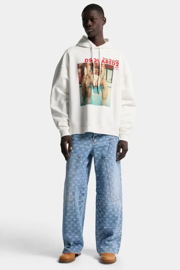 Dsquared2 Light Wash Monogram Baggy Carpenter Jeans - Blue