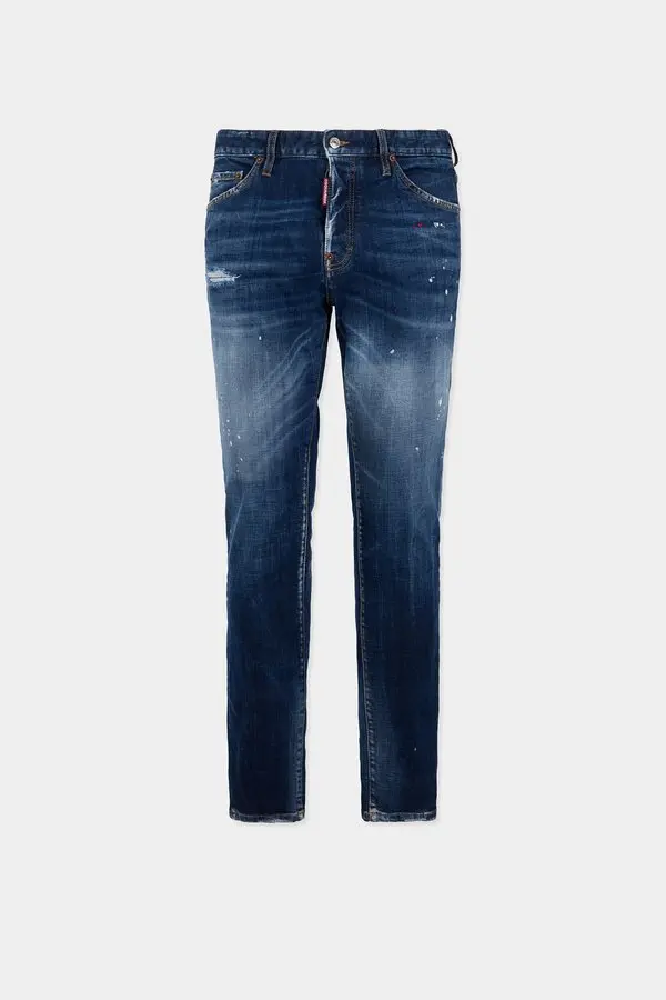 Dsquared2 Medium Wash Paint Splatter Denim Jeans - Blue