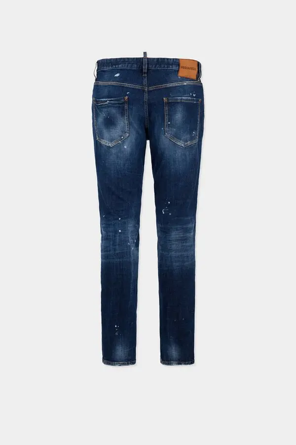 Dsquared2 Medium Wash Paint Splatter Denim Jeans - Blue