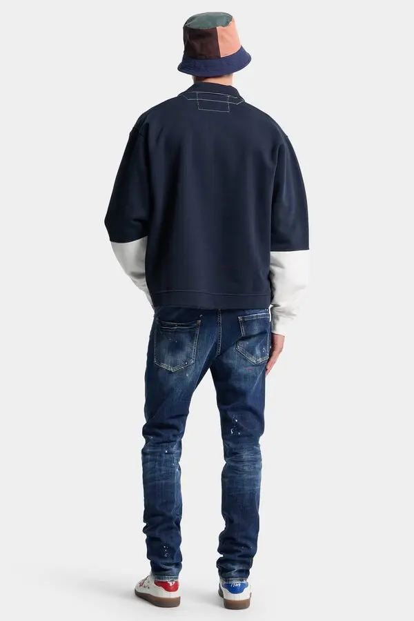 Dsquared2 Medium Wash Paint Splatter Denim Jeans - Blue
