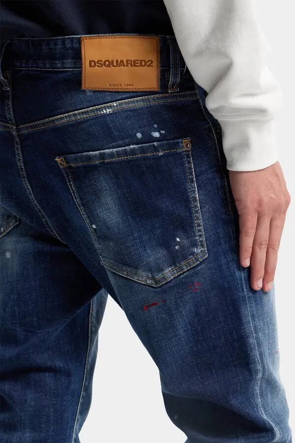 Dsquared2 Medium Wash Paint Splatter Denim Jeans - Blue