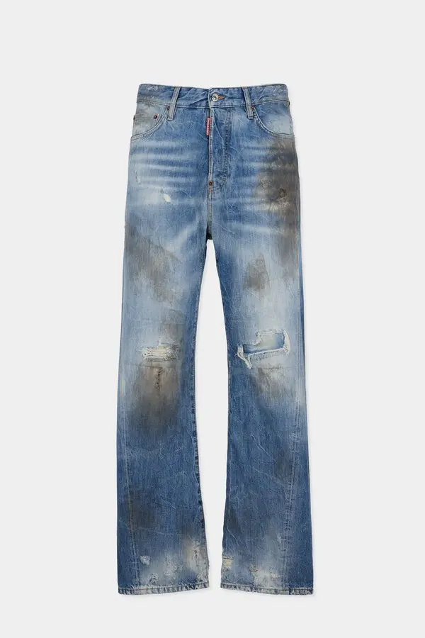 Dsquared2 Light Wash Loose Fit Distressed Jeans - Blue