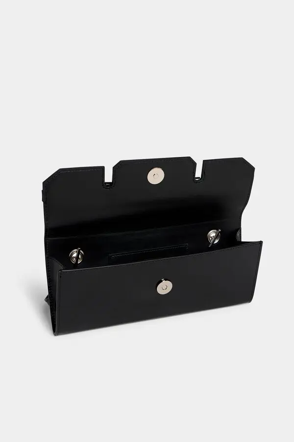 Dsquared2 Patent Leather Clutch With Chain Strap - Black