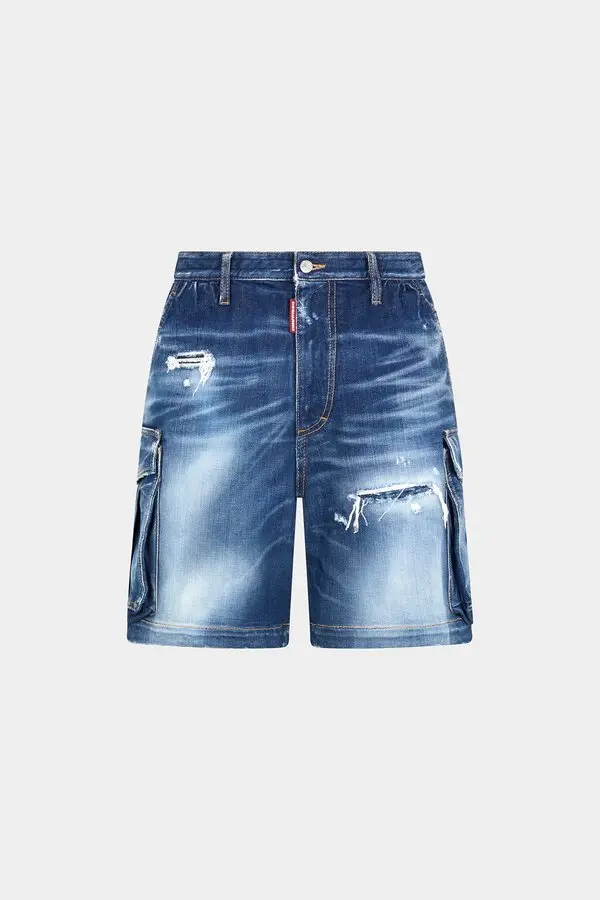 Dsquared2 Medium Ripped Knee Wash 64 Tag Shorts - Blue