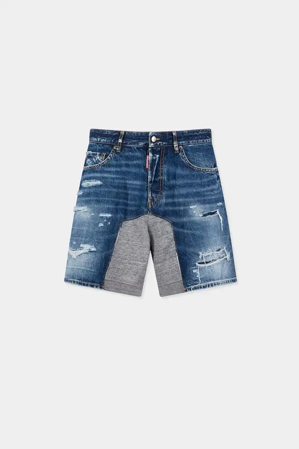 Dsquared2 Medium Ripped Wash Hybrid Shorts - Blue