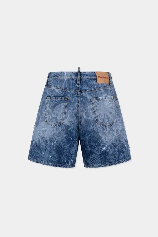 Dsquared2 Monkey Business Printed Denim Bermuda Shorts