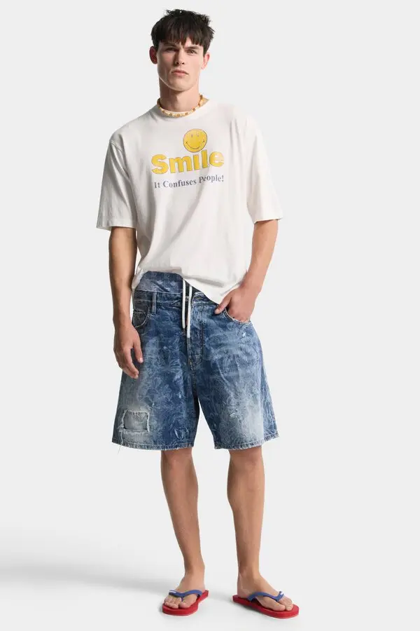 Dsquared2 Monkey Business Printed Denim Bermuda Shorts