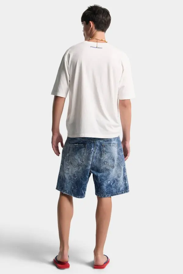 Dsquared2 Monkey Business Printed Denim Bermuda Shorts