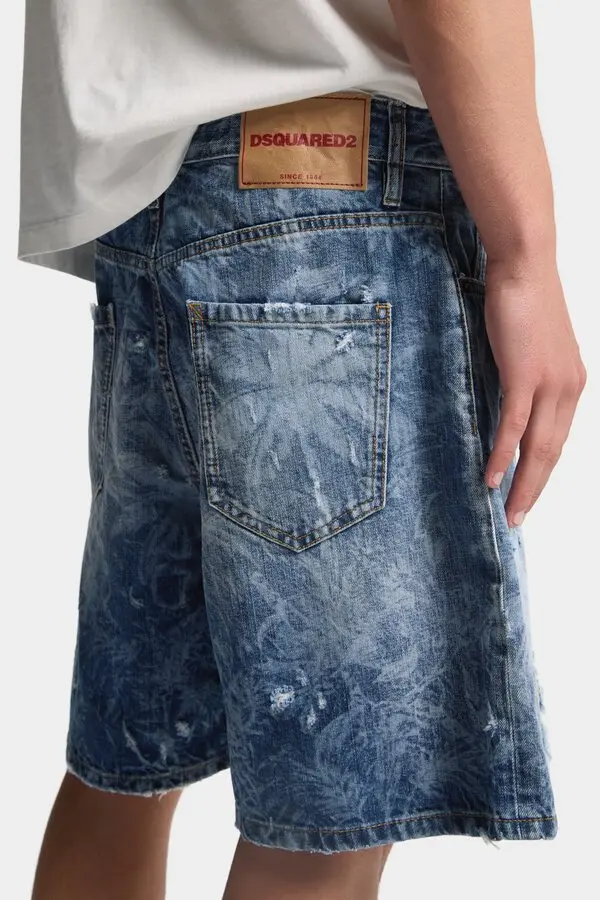Dsquared2 Monkey Business Printed Denim Bermuda Shorts