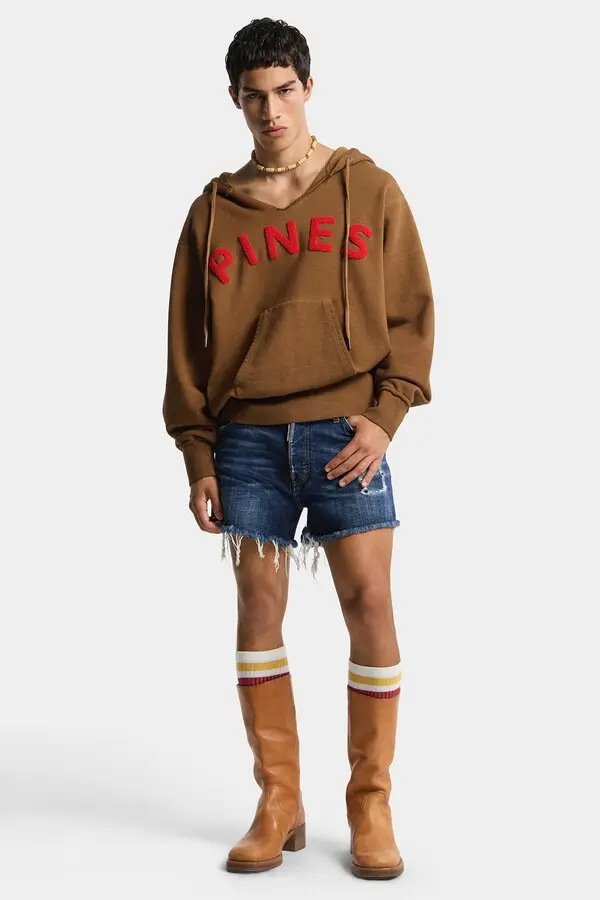 Dsquared2 Dark Wash Embroidered Denim Shorts