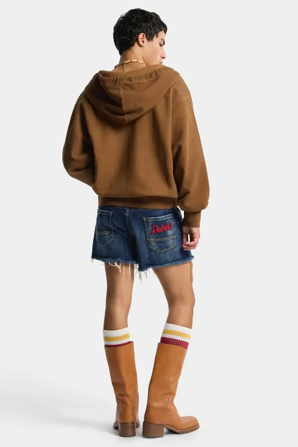 Dsquared2 Dark Wash Embroidered Denim Shorts