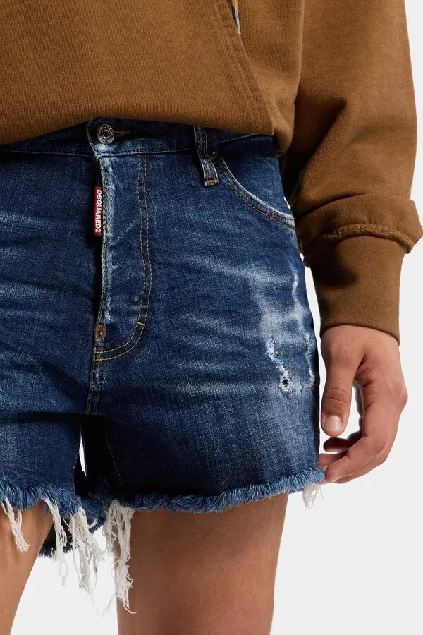 Dsquared2 Dark Wash Embroidered Denim Shorts