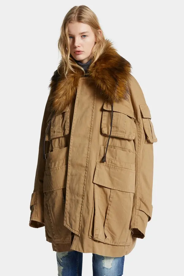 Dsquared2 Military Fur Collar Parka