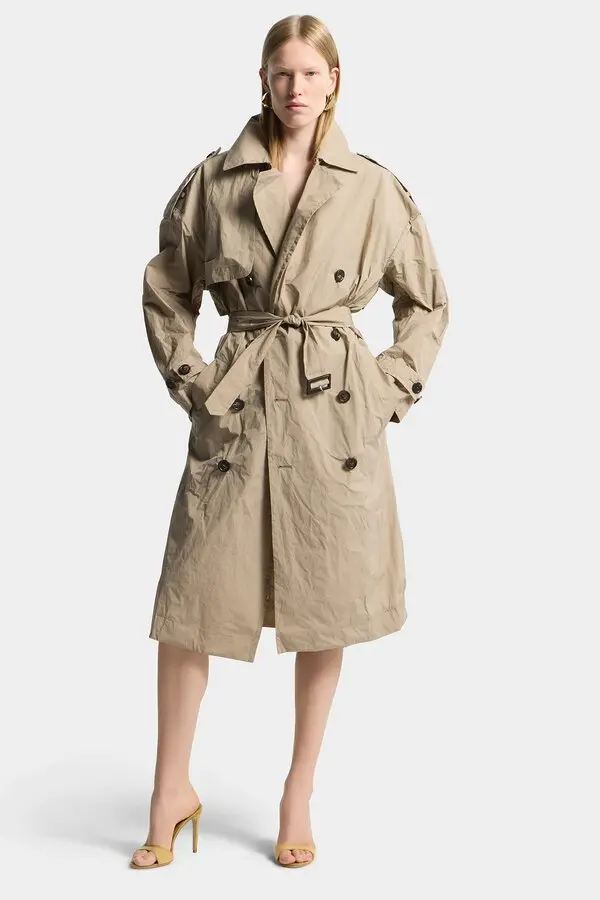 Dsquared2 Oversized Trench Coat In Technical Taffeta