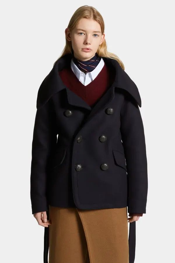 Dsquared2 Double Breasted Peacoat Robe - Blue