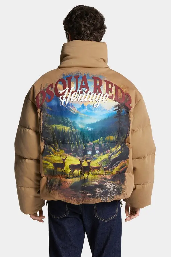 Dsquared2 Printed Cotton Ball Puffer Jacket