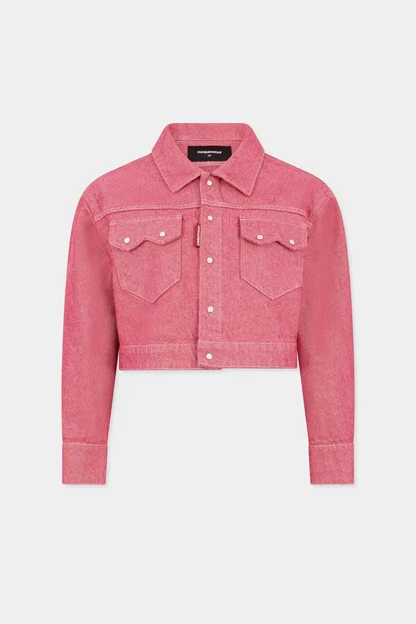 Dsquared2 Oxford Denim Boxy Cropped Jacket - Red