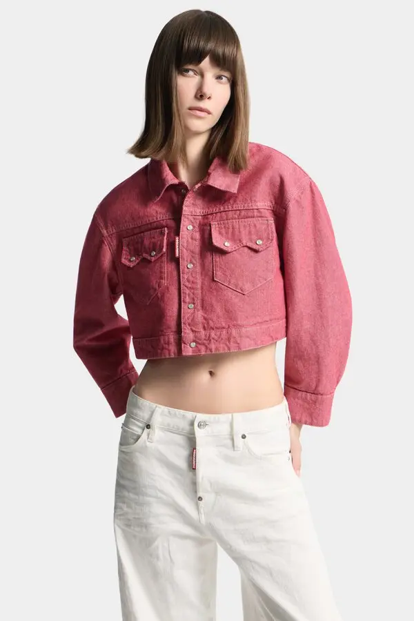 Dsquared2 Oxford Denim Boxy Cropped Jacket
