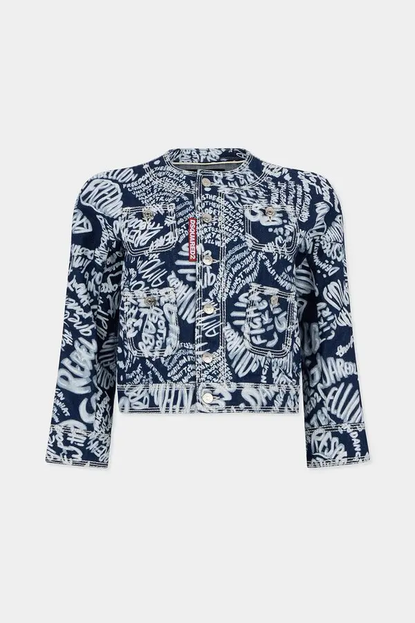 Dsquared2 Dark Flower Wash Mini Kaban Denim Jacket - Blue