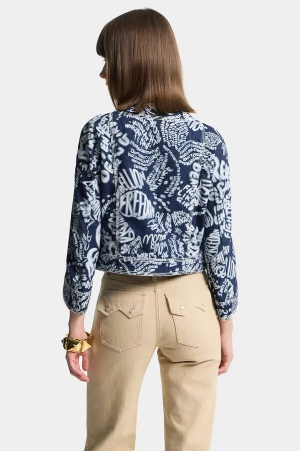 Dsquared2 Dark Flower Wash Mini Kaban Denim Jacket