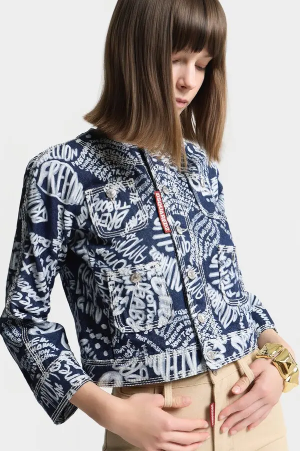 Dsquared2 Dark Flower Wash Mini Kaban Denim Jacket